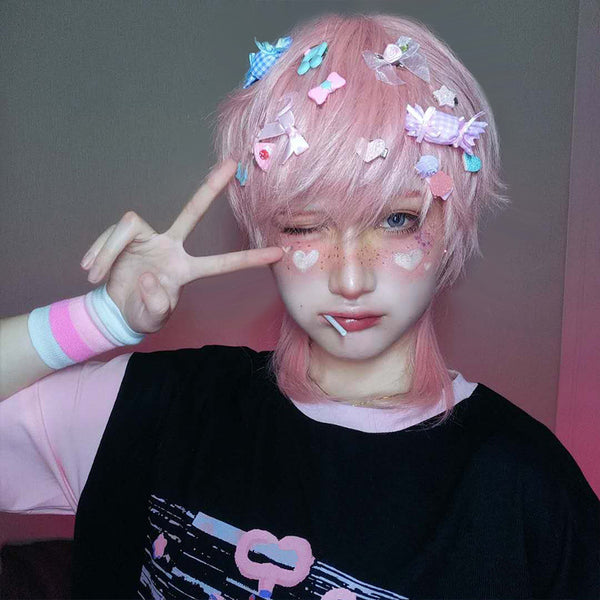 Cute pink short wig PL50811 – pastelloves